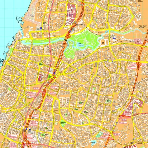 Tel Aviv map | Emirates maps. Download vector files for Adobe Illustrator