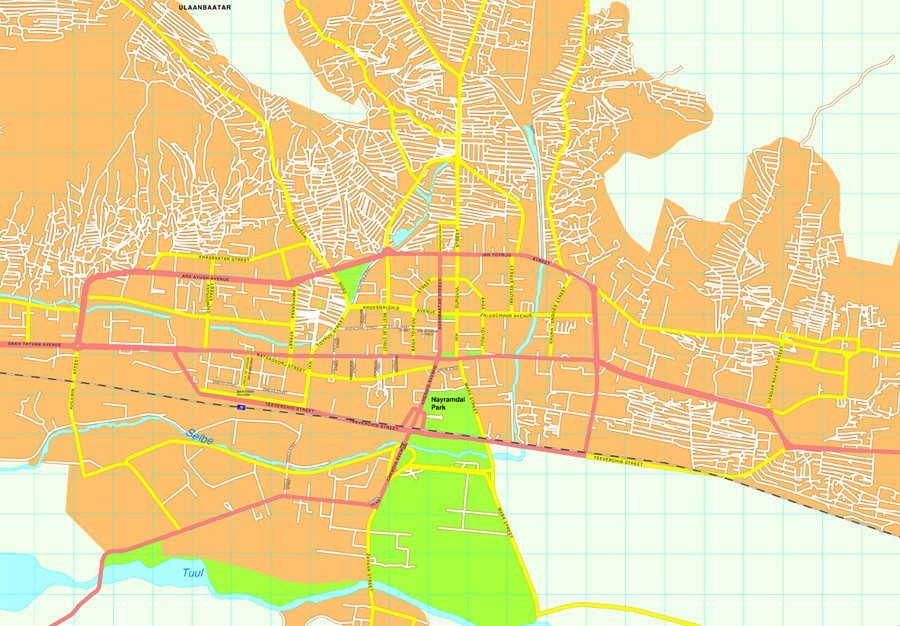 Ulan Bator vector map. EPS Illustrator Vector Maps of Asia Cities. Eps ...