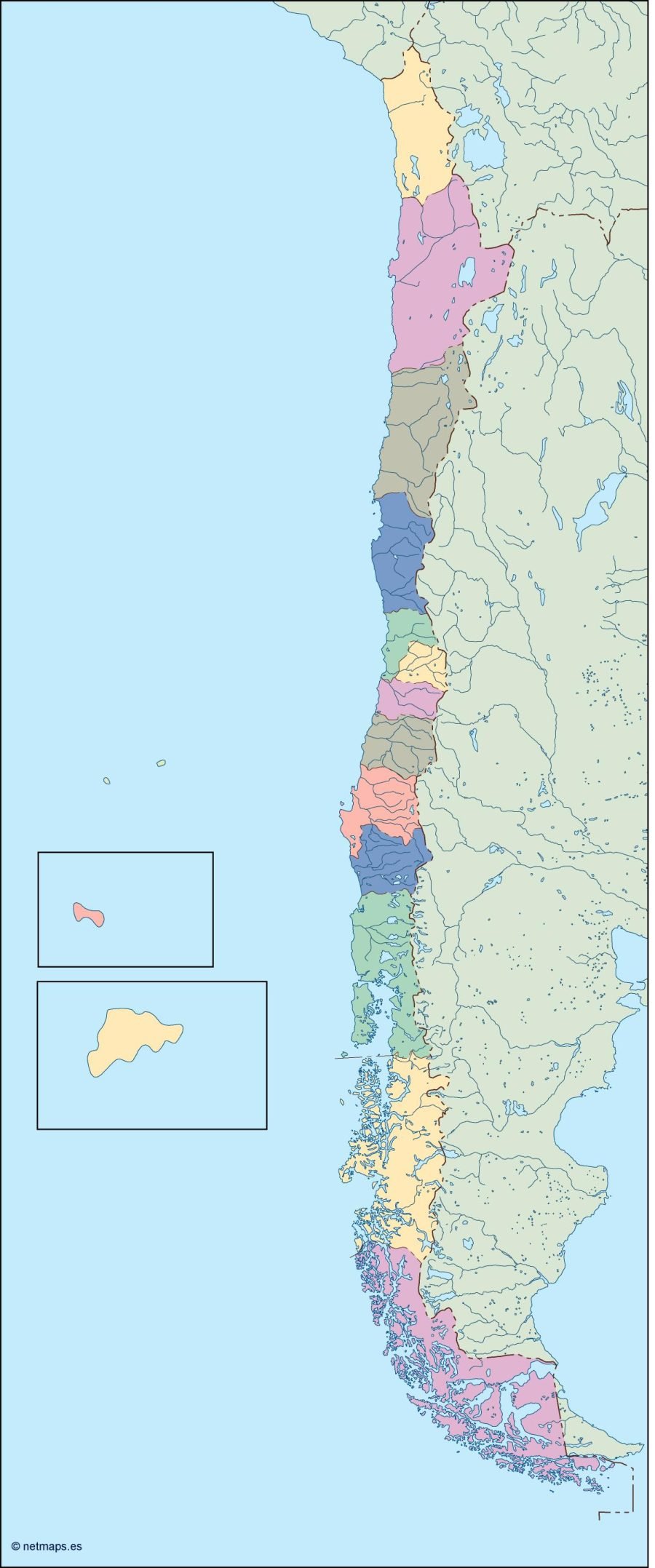 chile blind map. Eps Illustrator Map | Vector maps