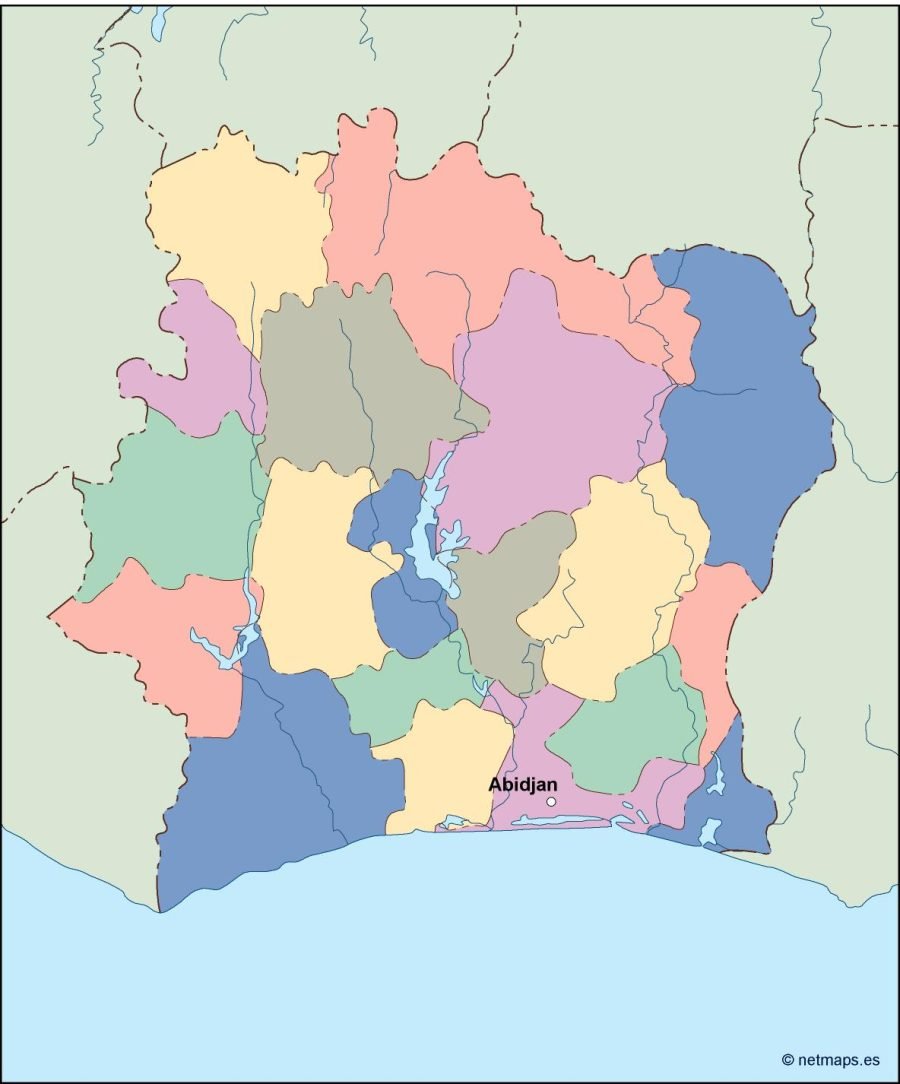 ivory coast vector map. Vector Eps maps. Eps Illustrator Map | Vector maps