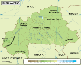 Burkina Faso physical map. EPS Illustrator Map | Vector maps