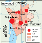 Burundi population map. EPS Illustrator Map | Vector maps
