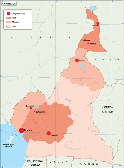 Cameroon population map. EPS Illustrator Map | Vector maps