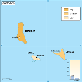 Comoros economic map. EPS Illustrator Map | Vector maps