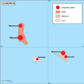 Comoros population map. EPS Illustrator Map | Vector maps