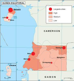 Equatorial Guinea population map. EPS Illustrator Map | Vector maps
